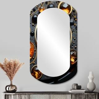 Black And Orange Citrine Sunburst Geode II - Stone Geode Wall Mirror ...