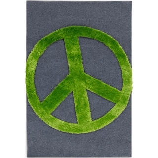 Pepper Hand-woven Peace Sign Shag Area Rug - 4' x 6' - 4' x 6' - Bed ...