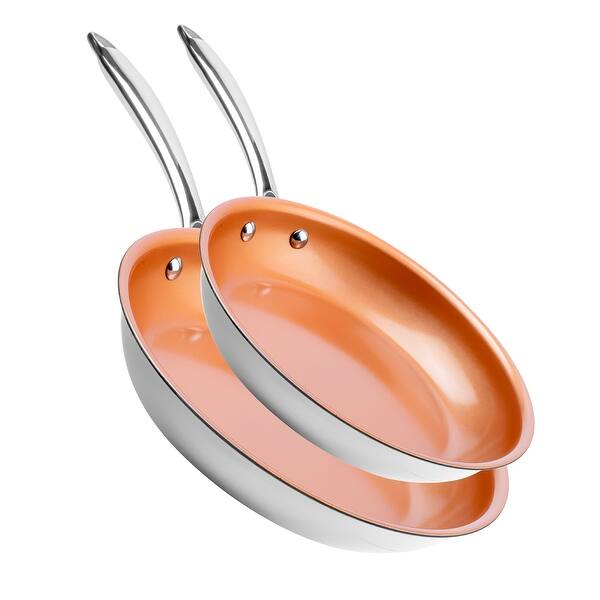 Gotham Steel 2 Piece Nonstick Cookware 10'' and 11'' Stainless Steel ...
