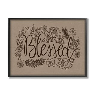 Stupell Blessed Flower Botanical Border Framed Giclee Art by Taylor ...