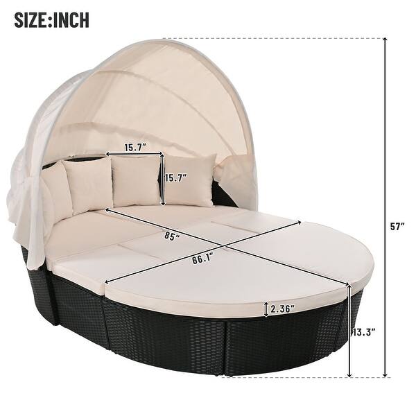Oval Daybed Sunbed Outdoor Rattan Frame Furniture Recliner Sets ...