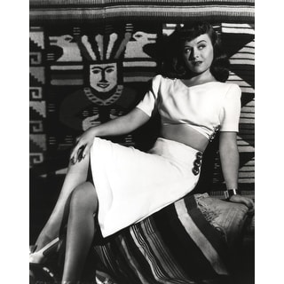 Paulette Goddard Seated with Legs Crossed in White Formal Dress Photo ...