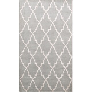 Light Blue Trellis Wool/ Silk Modern Oriental Area Rug Hand-tufted - 5 ...