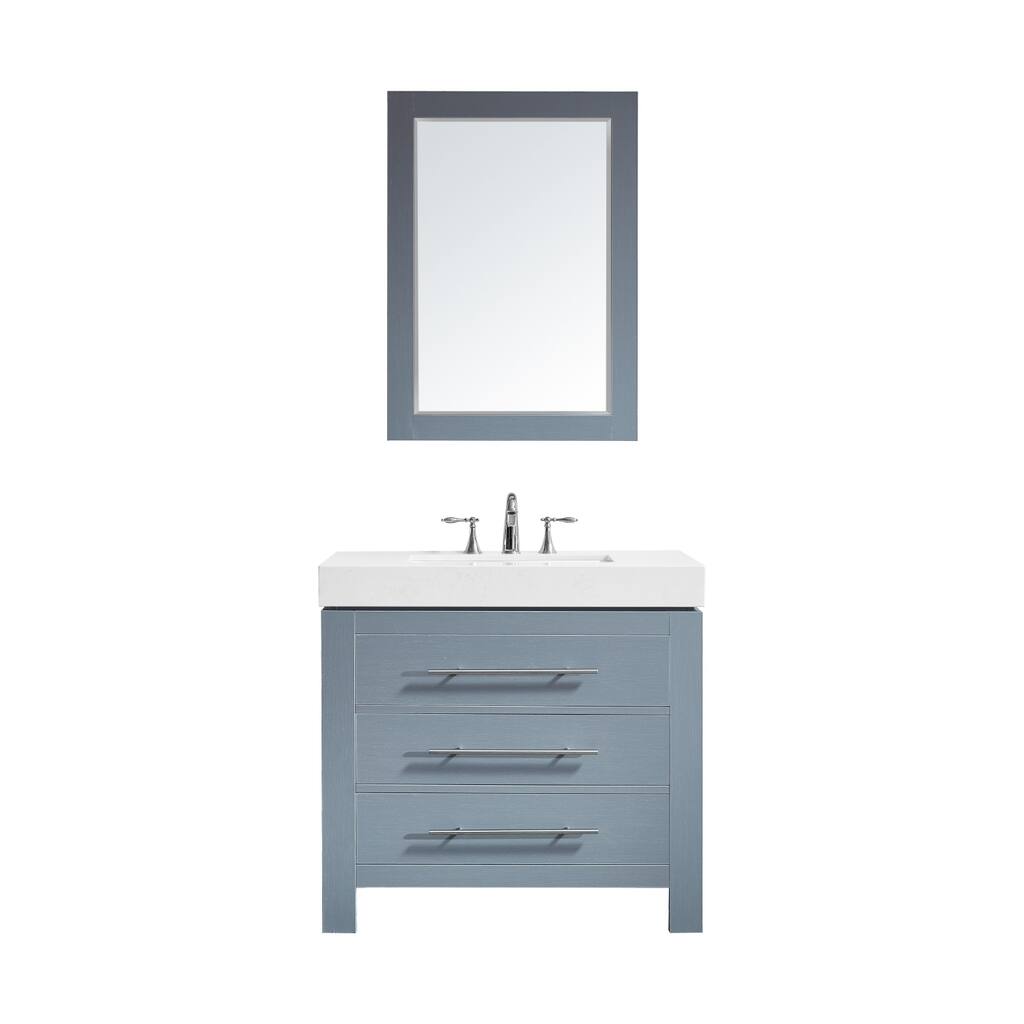 Essex 36 in. Vanity in Grey with Artificial Stone Top in White with ...