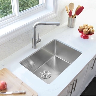 STYLISH 28 inch L x 18 inch W Stainless Steel Single Bowl Undermount Kitchen Sink with Grid and ...
