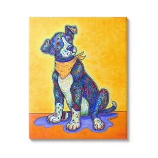 Stupell Blue & Yellow Abstract Dog Canvas Wall Art Design by Pat ...