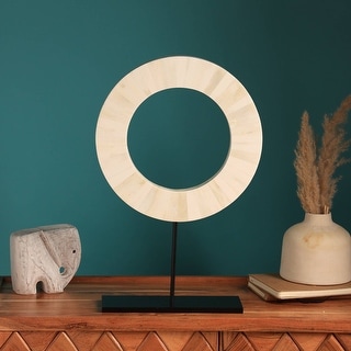 Expobazaar Bone Inlaid Circle Deco Accent Mounted on Black Iron Rod ...