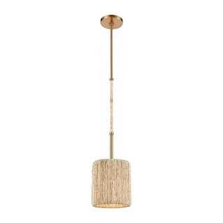 Abaca 1-Light Mini Pendant in Satin Brass with Abaca Rope - Bed Bath ...