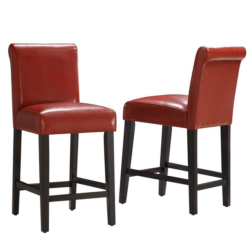 Bennett Red Faux Leather High Back Bar Stools (Set of 2) by iNSPIRE Q ...