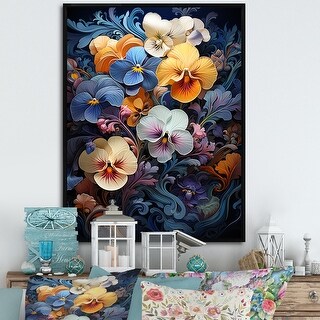 Designart "Colorful Pansies Realistic Garden Splendor " Pansies Framed ...