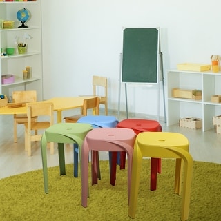 17.75" Plastic stackable Nesting Stools Backless Barstools Multipurpose ...