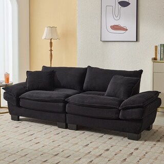 Modern Corduroy Sofa Sleeper Loveseat with Pillows - Comfy Upholstered ...