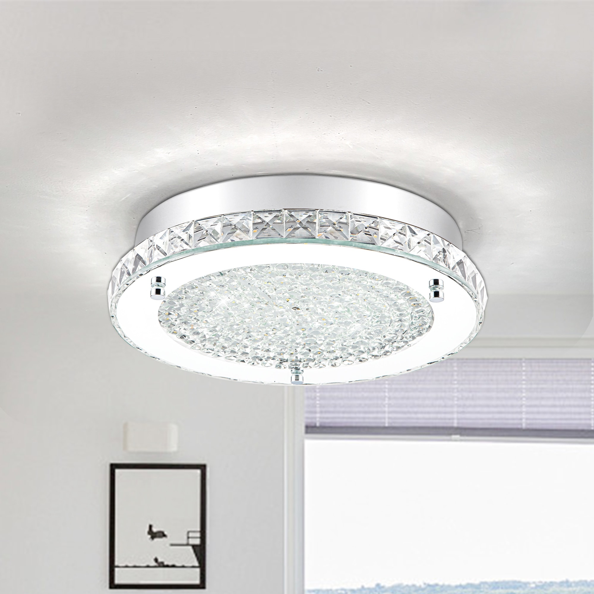 Bright White 4000K - 5000K, Crystal Flush Mount Ceiling Lights - Bed ...