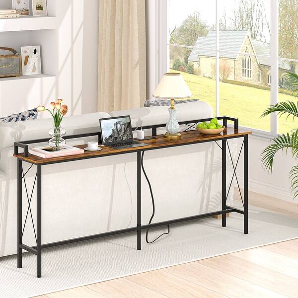 Console Table with 2 Outlet and 2 USB Ports,Entryway Table Narrow ...