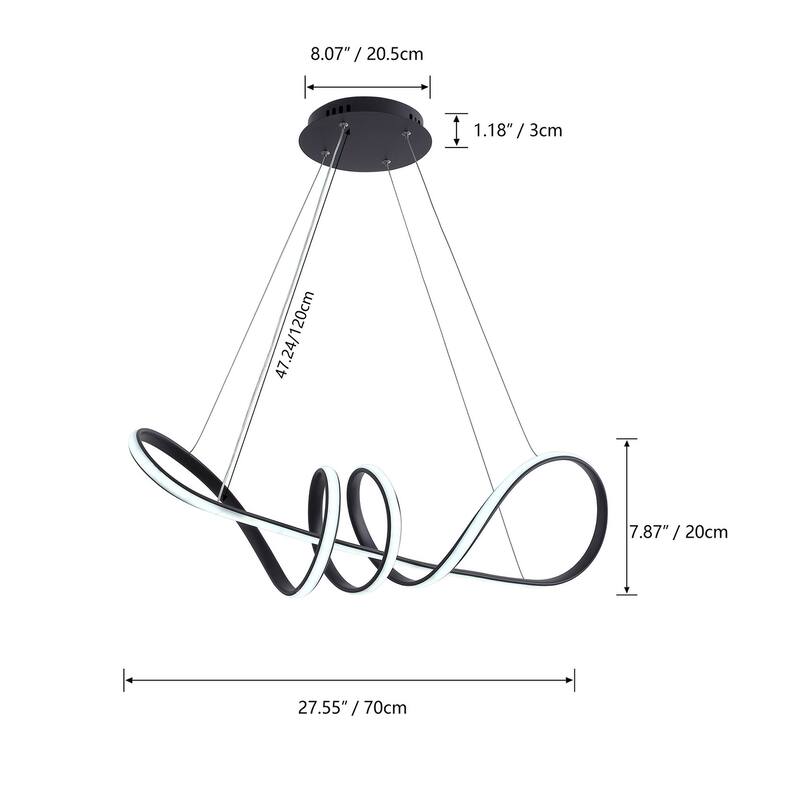 Modern Wavy Linear Design LED Pendant Light Fixture - Bed Bath & Beyond ...