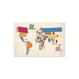Geometric World Map (Abstract) Print On Acrylic Glass by Michael ...
