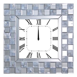 Mirror Accented Wooden Analog Wall Clock In Square Shape, White - Bed ...
