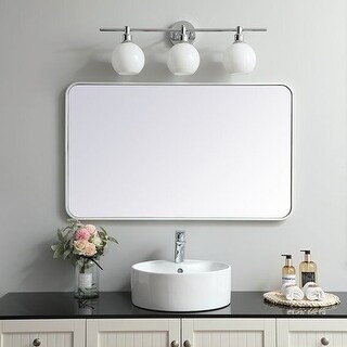24"x40" Soft Corner Metal Rectangular Mirror White - Bed Bath & Beyond ...