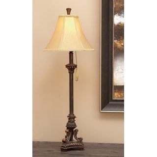 Bronze Polystone Antique Style Room Buffet Lamp with Tassel Pull Chain ...