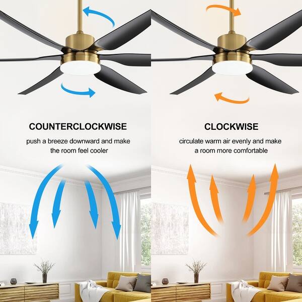 66-in Black and Gold Indoor LED Ceiling Fan with Light Remote (6-Blade) - Bed Bath & Beyond ...