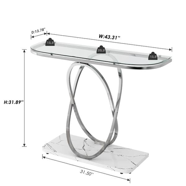 Modern Console Tables for Entryway,Glass Entrance Table with Oval ...