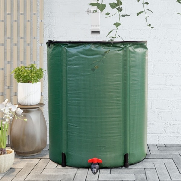 Gymax 53 Gallon Portable Rain Barrel Water Collector Collapsible Tank w ...