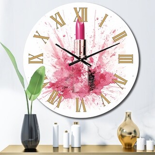 Designart "Beauty World Pink Glam Cosmetics II" Fashion Oversized Wall ...