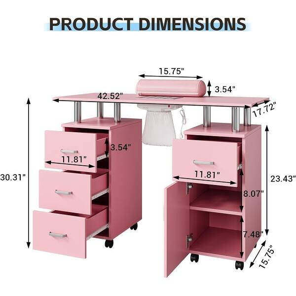 manicure table dimensions