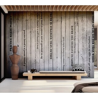 Surface Texture Wallpaper Wall Mural - Quotes on Grey Wood - Bed Bath ...