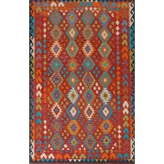 Reversible Kilim Rug Hand-Woven Living Room Wool Carpet - 6'7" x 9'10 ...