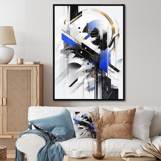 Designart "Blue Black Cubist Symphony II" Cubism Framed Wall Art Prints ...