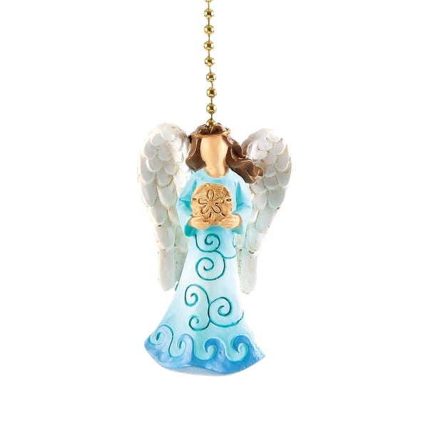 Teal Seaside Angel Ceiling Fan Light Dimensional Pull Resin - Bed Bath ...