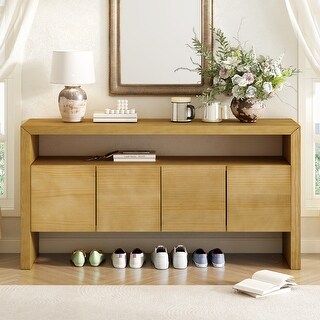 60 Inch Modern Storage Sideboard with Solid Wood Veneer - Bed Bath ...