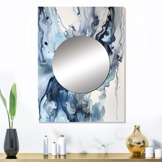 Designart "Blue And Grey Ethereal Elixir II" Abstract Mirror Blue ...