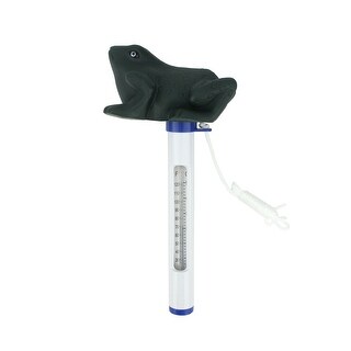8.75" Green and White Floating Frog Swimming Pool Thermometer with Cord ...