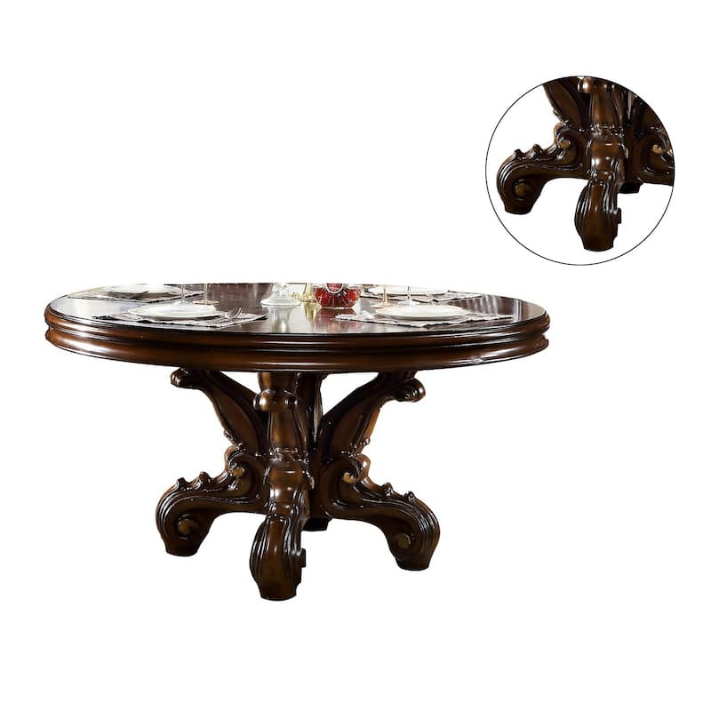 Wood Round Dining Table with Single Pedestal Base - Overstock - 36224719