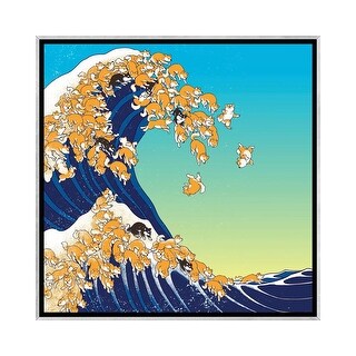 iCanvas "Shiba Inu In Great Waves" by Big Nose Work Framed - Bed Bath ...