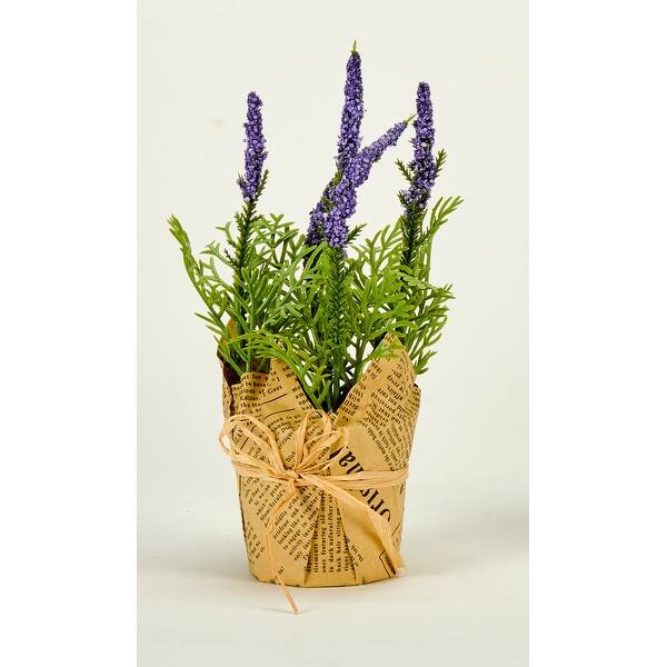 8" Artificial Lavender in 2.5" Pot w/ Newspaper, Set of 2 - Purple - 8 ...
