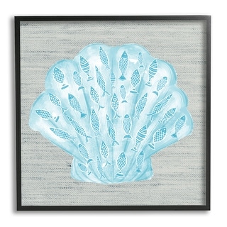 Stupell Blue Clam Shell Patterned Fish Motif Sea Life Framed Wall Art ...