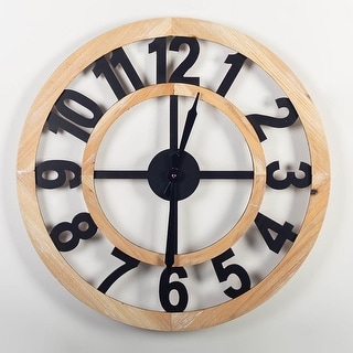 Wooden Frame With Black Numbers Round Wall Clock - Bed Bath & Beyond ...