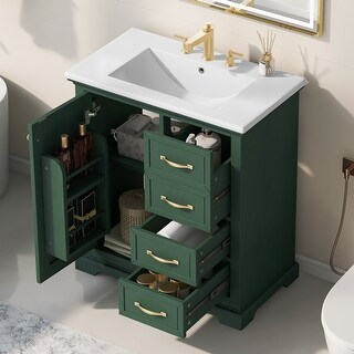 Solid Wood 30-Inch Bathroom Vanity with Ample Storage and Painted ...