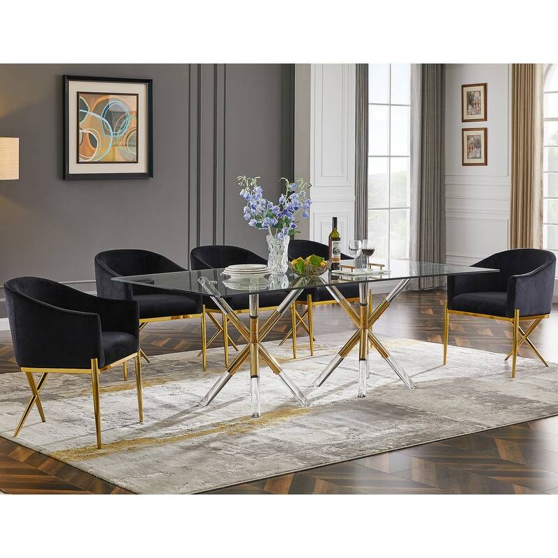 Best Master Furniture Sheryl 5-Piece Rectangle Dining Set - Gold ...