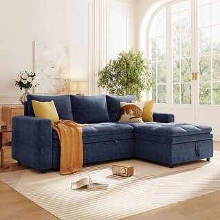L-Shaped Sectional Sofas Blue 3-Seater Corner Storage Chaise Sofa - Bed Bath & Beyond - 40714863