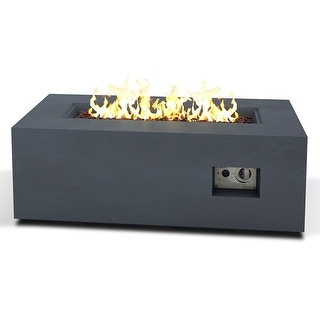 Kante 42 Inch Long Concrete and Metal Outdoor Eco-Friendly Smokeless ...
