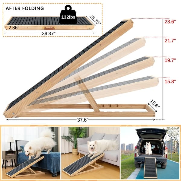 39" Long Wooden Pet Ramp, Folding Dog Cat Ramp ,Natural - Bed Bath ...