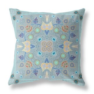 HomeRoots 20" X 20" Light Yellow Blown Seam Floral Indoor Outdoor Throw ...