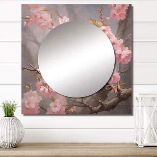 Designart "Bluebird On Blossom Cherry II" Bird Wall Mirror - Animals ...