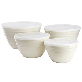 8 Piece Plastic Storage Bowl Set with Lids in Linen - Bed Bath & Beyond ...