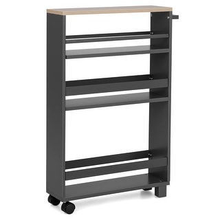 Costway 4-Tier Slim Kitchen Storage Cart Narrow Slide Out Trolley - See ...