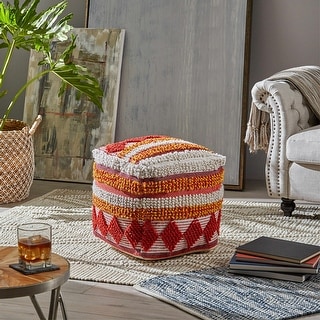 16" Artisan Boho Square Pouf Ottoman - Bed Bath & Beyond - 39035193